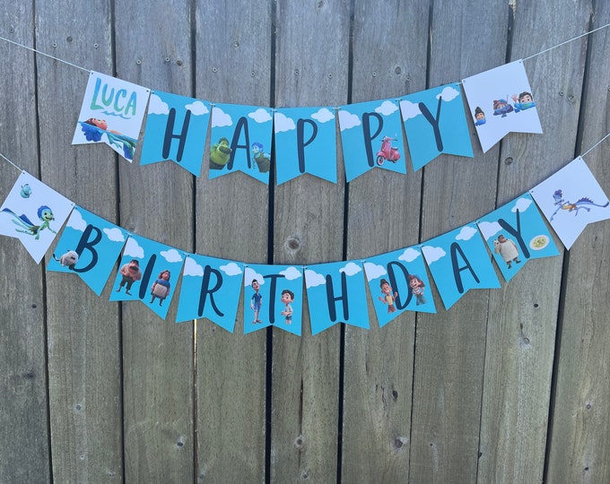 Personalized Disney Luca Happy Birthday Banner / Luca Birthday / Happy ...