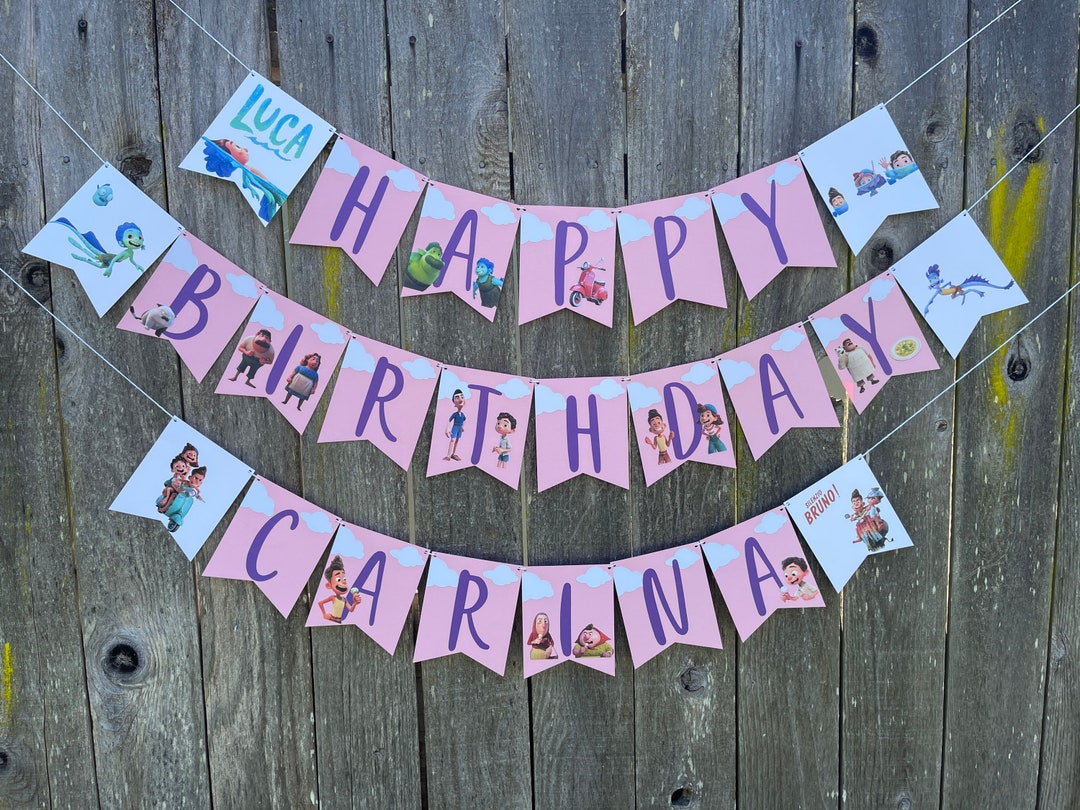 Pink Luca Birthday Banner / Disney Luca Girl Party / Personalized Luca ...