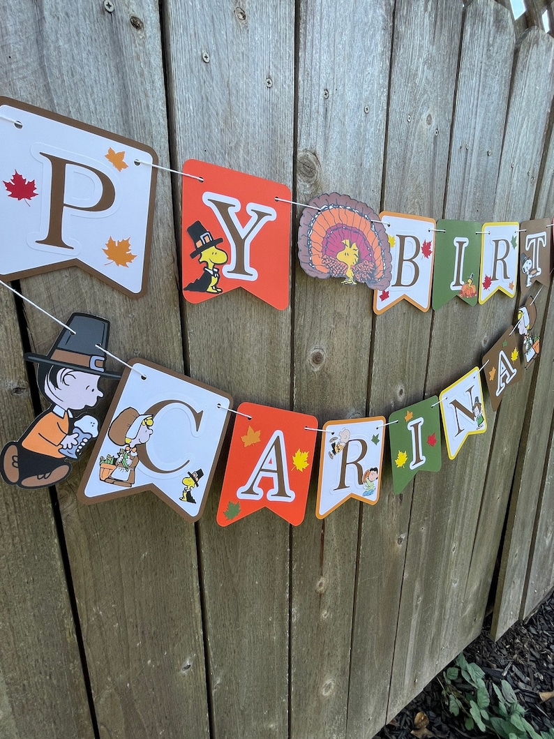 Peanuts Charlie Brown Banner / Snoopy Birthday Banner / Thanksgiving ...