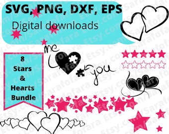 Hearts and Stars Svg - Etsy