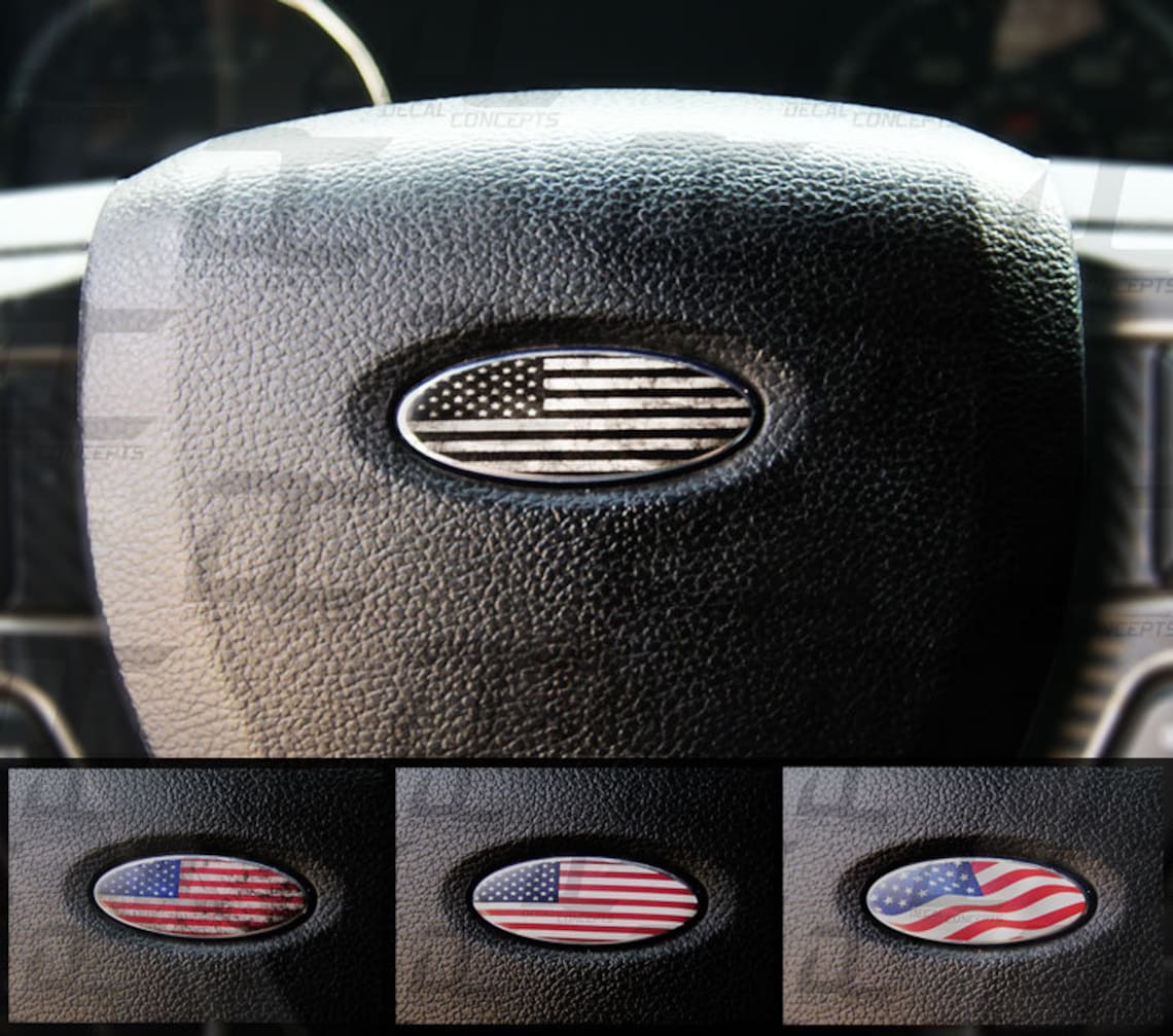 Steering Wheel Emblem Decal Overlay Pack American Flag Style - Etsy
