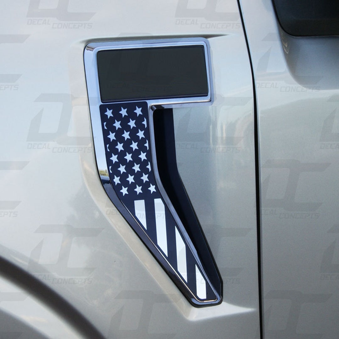 Flat Black American Flag Fender Badge Emblem Accent Decal Kit for Ford ...