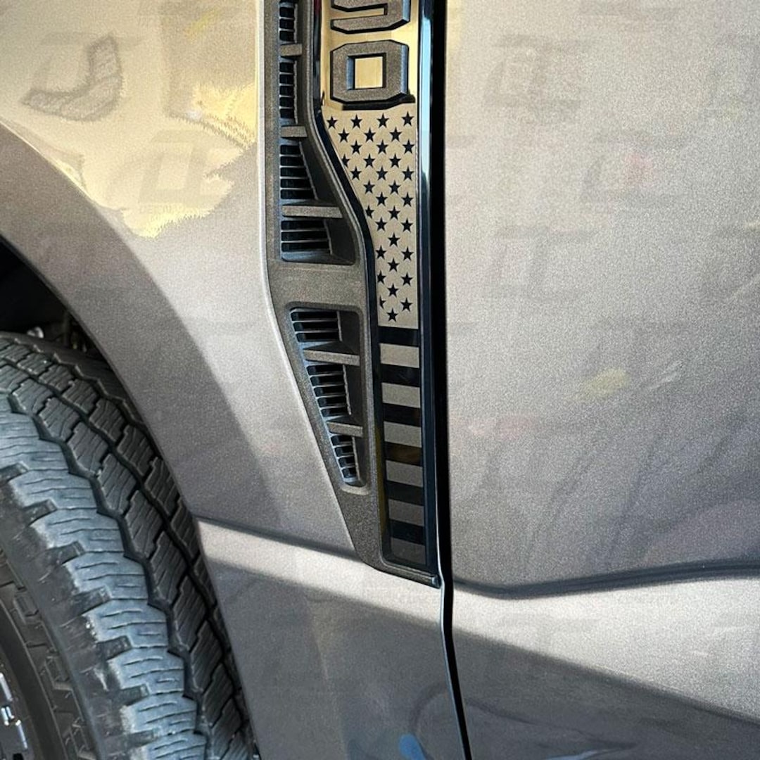 Flat Black American Flag Fender Badge Emblem Accent Decal Kit for Ford ...