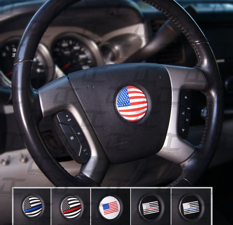 Steering Wheel Emblem Decal Overlay Pack American Flag Style | Etsy