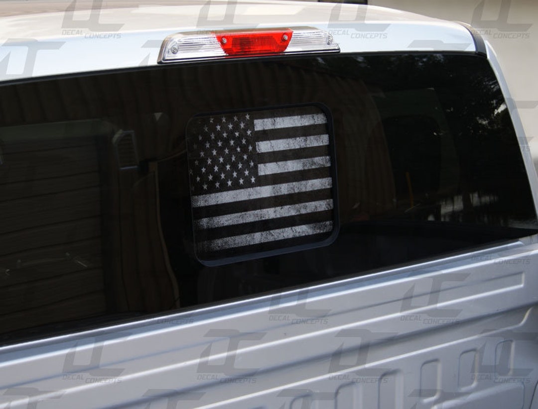 American Flag Distressed Rear Window Printed Accent Decal for Ford F150 ...