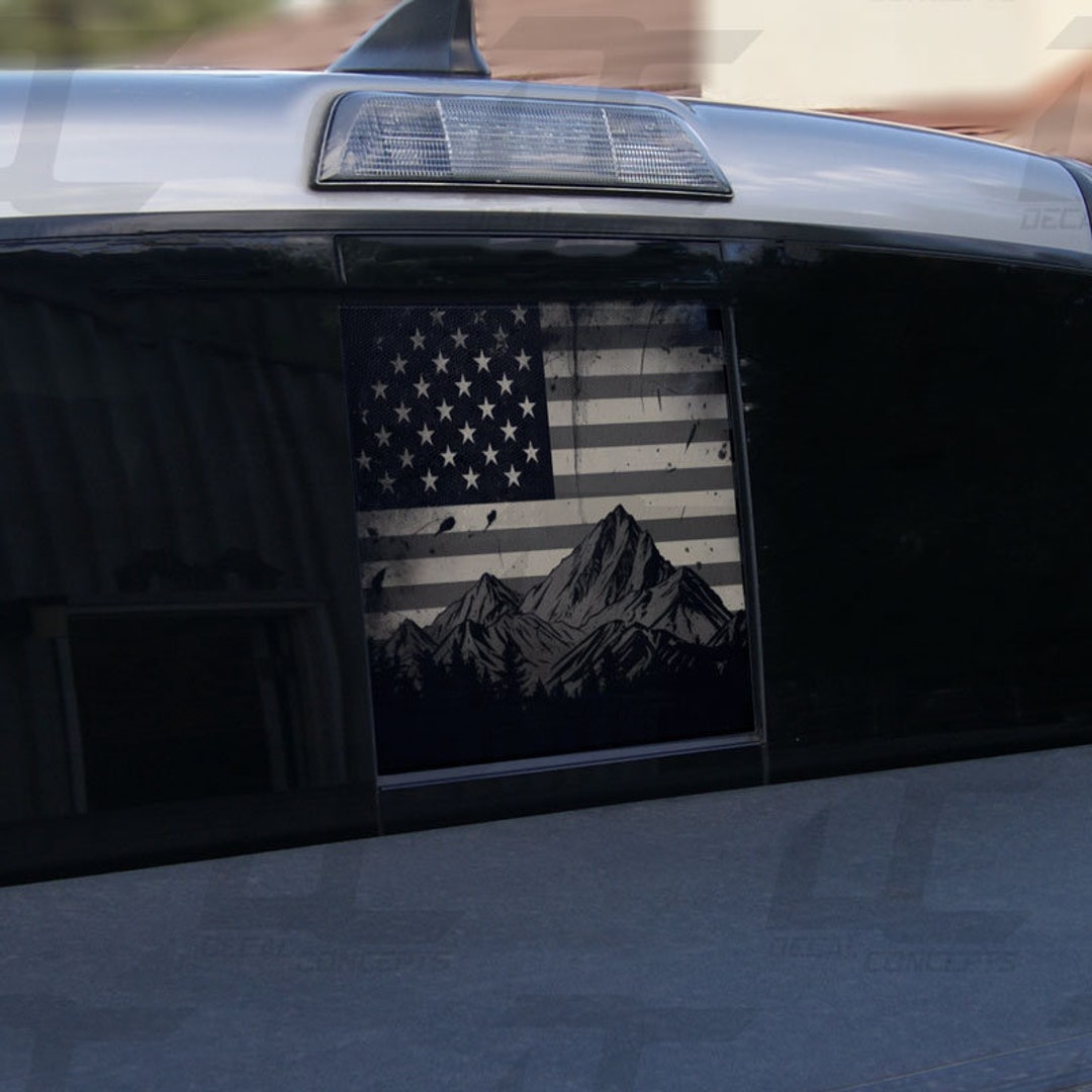 American Flag Mountain Silhouette Rear Window Printed Accent Decal for ...