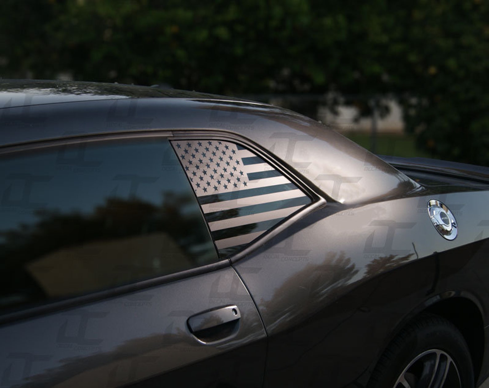 Challenger American Flag Rear Quarter Window Accent Decal (2008-2023 ...