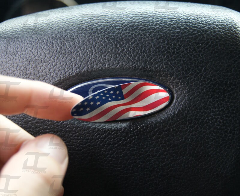Steering Wheel Emblem Decal Overlay Pack – American Flag Style – for ...