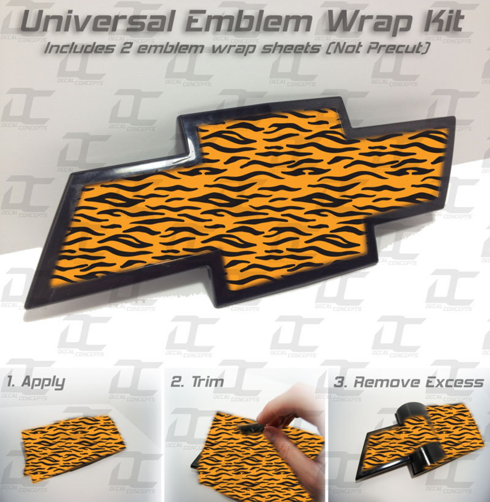 2 Animal Print Chevy Bowtie Vinyl Overlay Sheets Emblem - Etsy