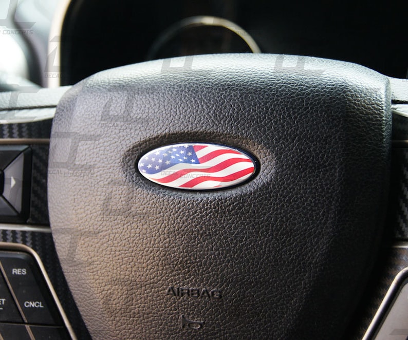 Steering Wheel Emblem Decal Overlay Pack – American Flag Style – for ...