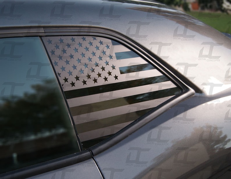Challenger American Flag Rear Quarter Window Accent Decal (2008-2023 ...