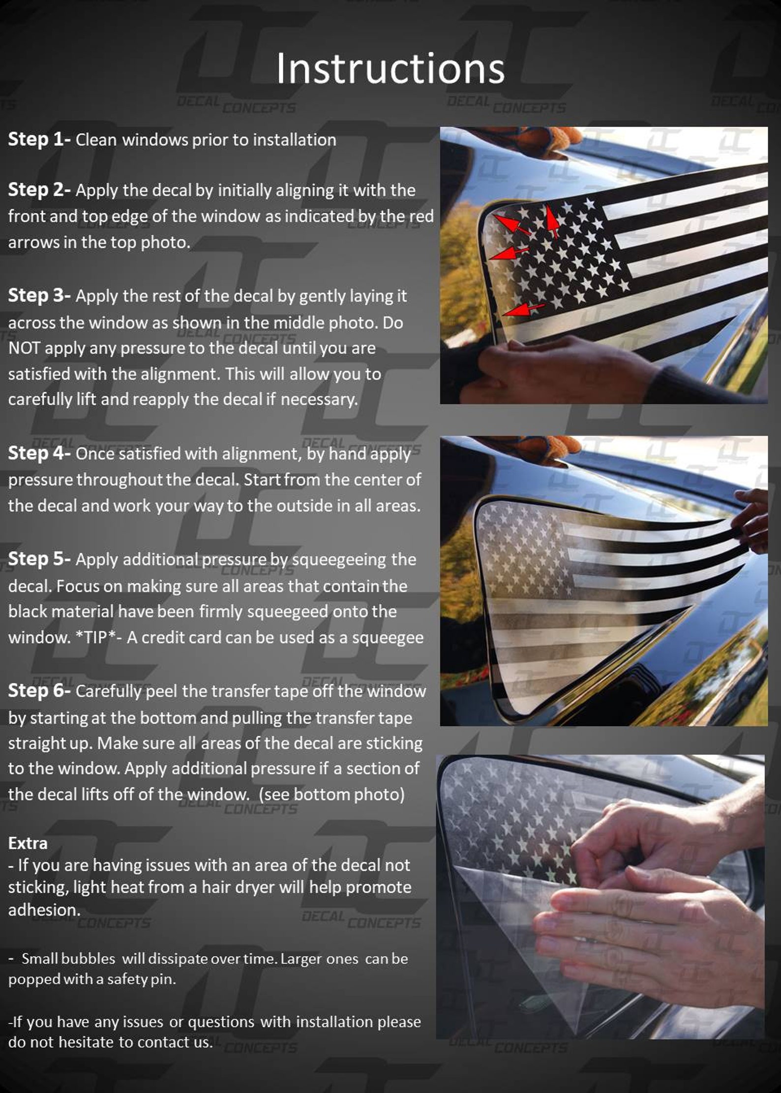 Mustang American Flag Rear Quarter Window Accent Decal (2010-2014)(both ...