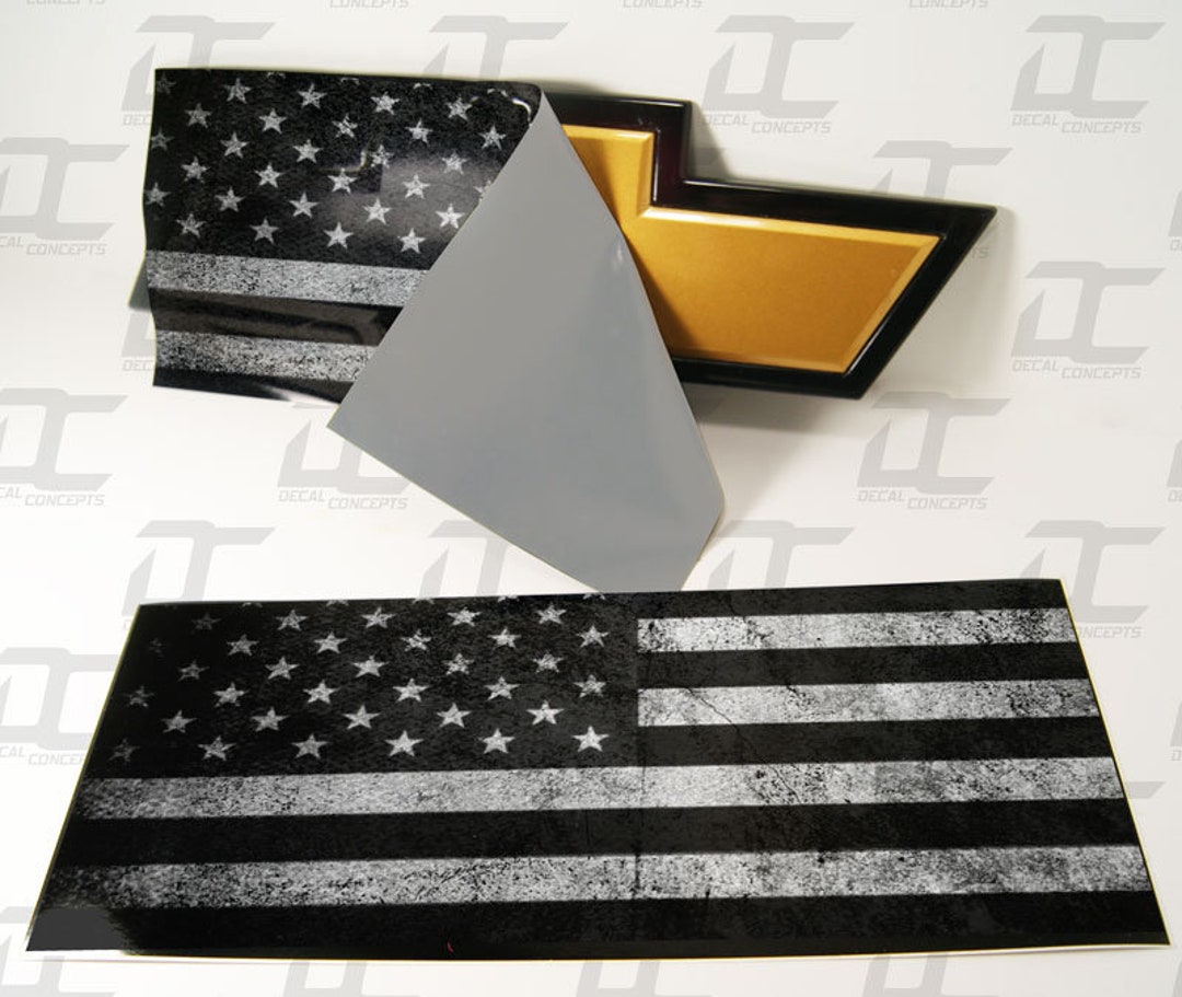 2 American Flag Distressed Chevy Bowtie Vinyl Overlay Sheets - Emblem ...