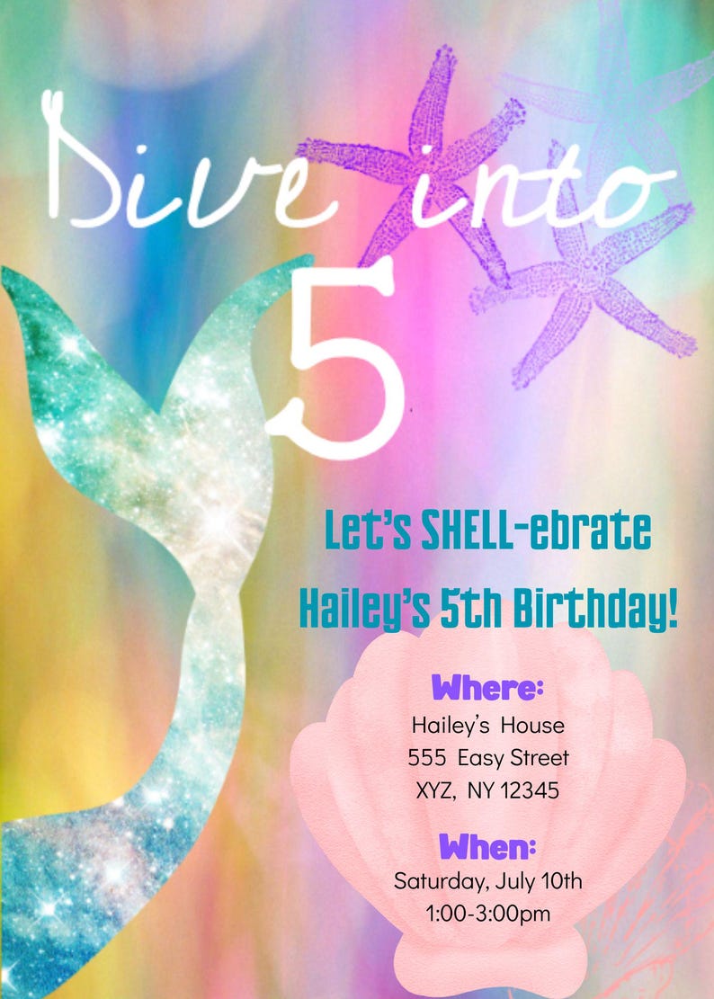Dive Into 5 Birthday Party Invitation - Etsy