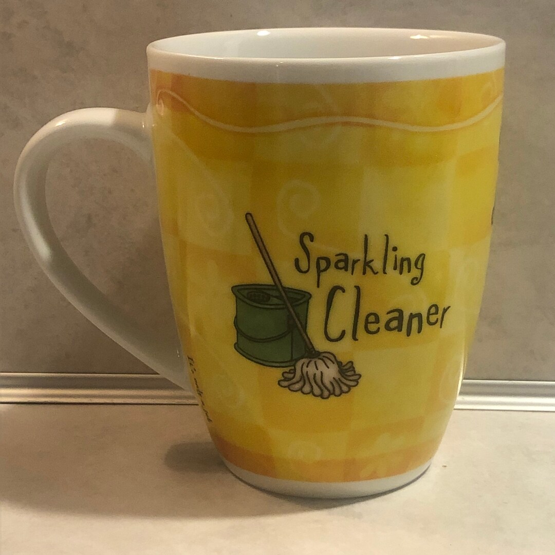 SPARKLING CLEANER Yellow Porcelain Cup for Cleaning Person Mug History ...