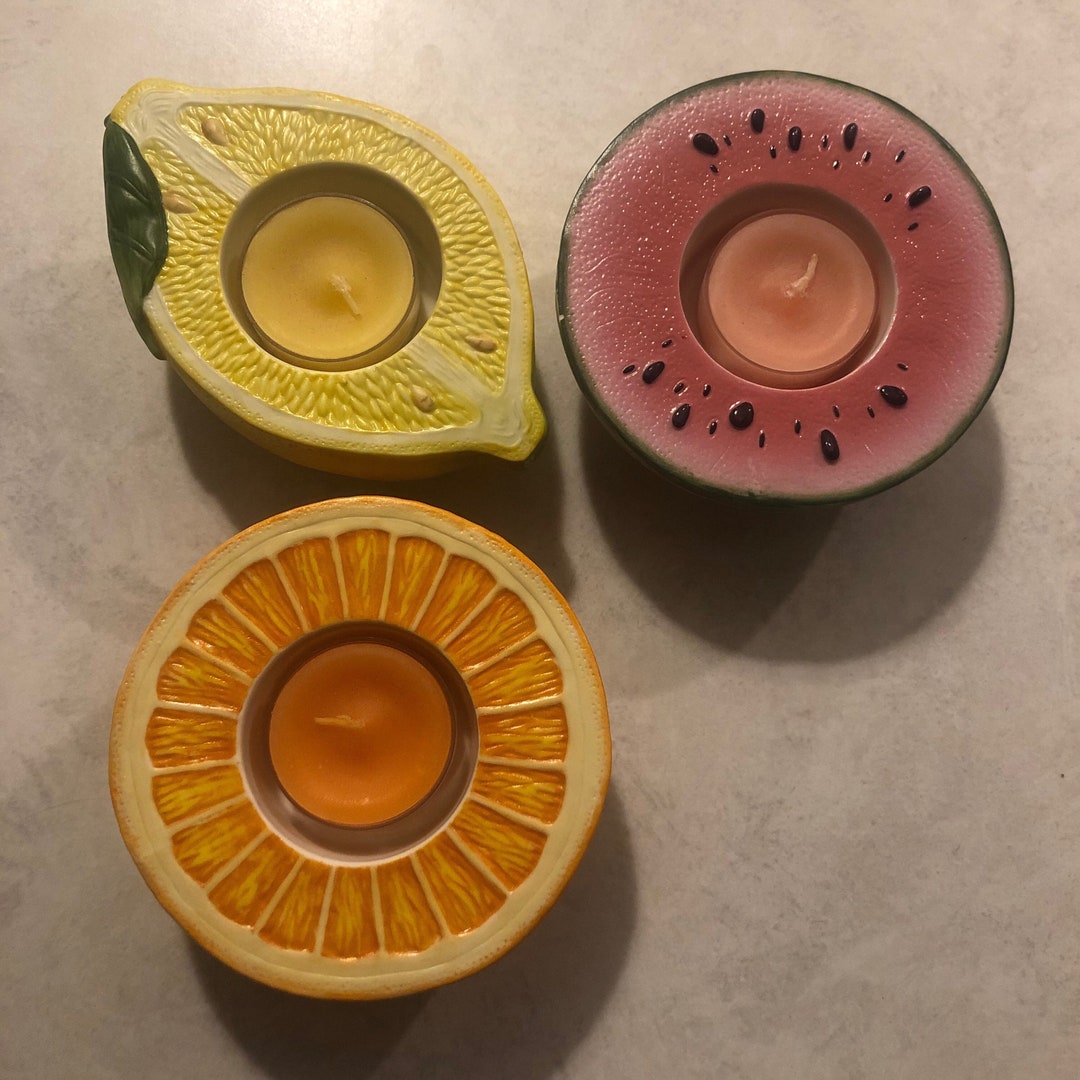 PARTYLITE Ceramic Summer Fruit Trio 3 Tea Light Candleholders - Etsy
