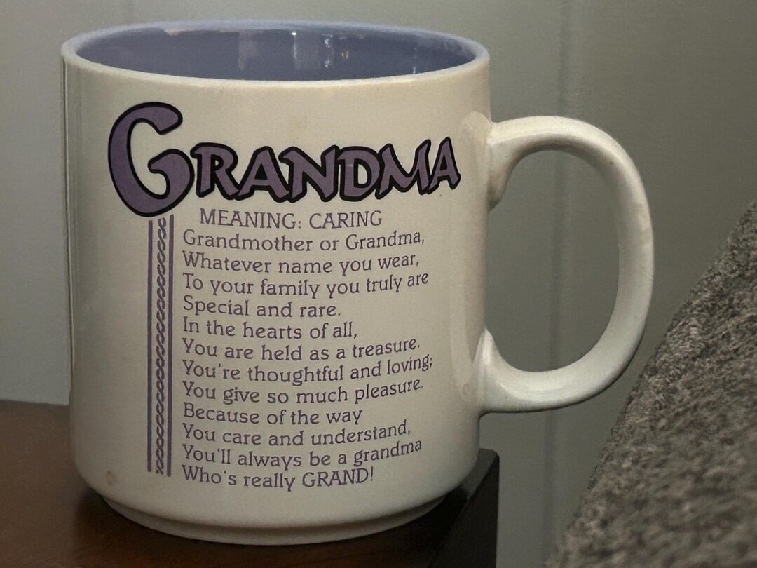 Papal Poetry 10 Oz. Purple & White Coffee Mug GRANDMA Meaning Caring - Etsy