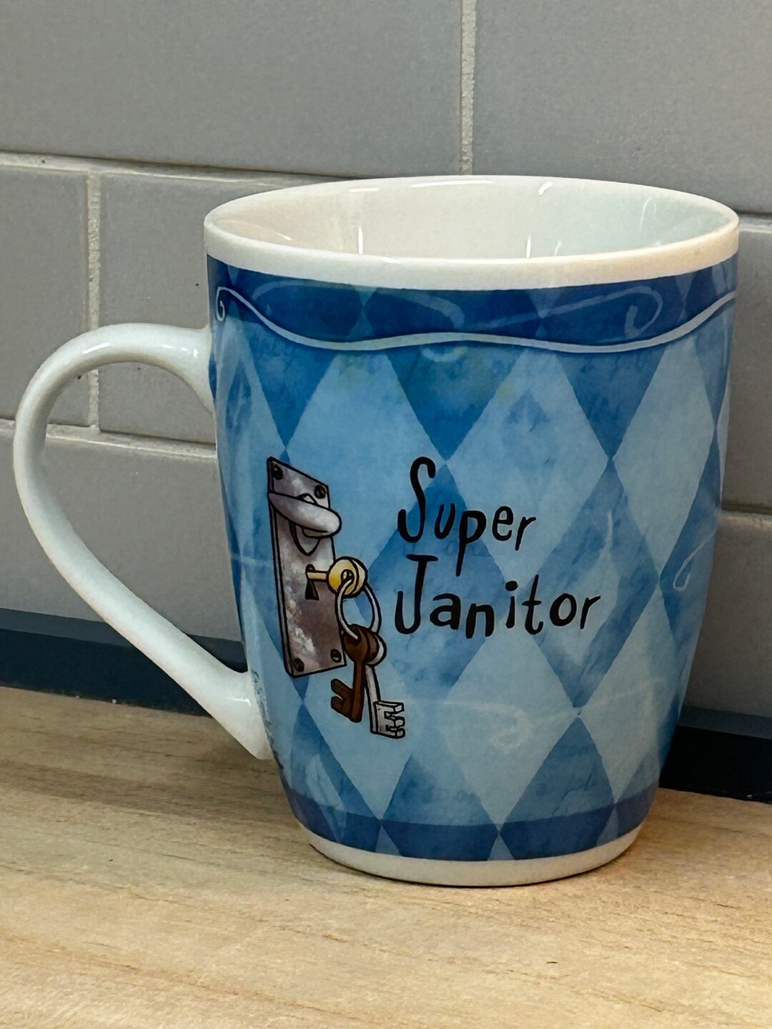 Super Janitor Blue Porcelain Cup for Janitor Mug History & Heraldry - Etsy