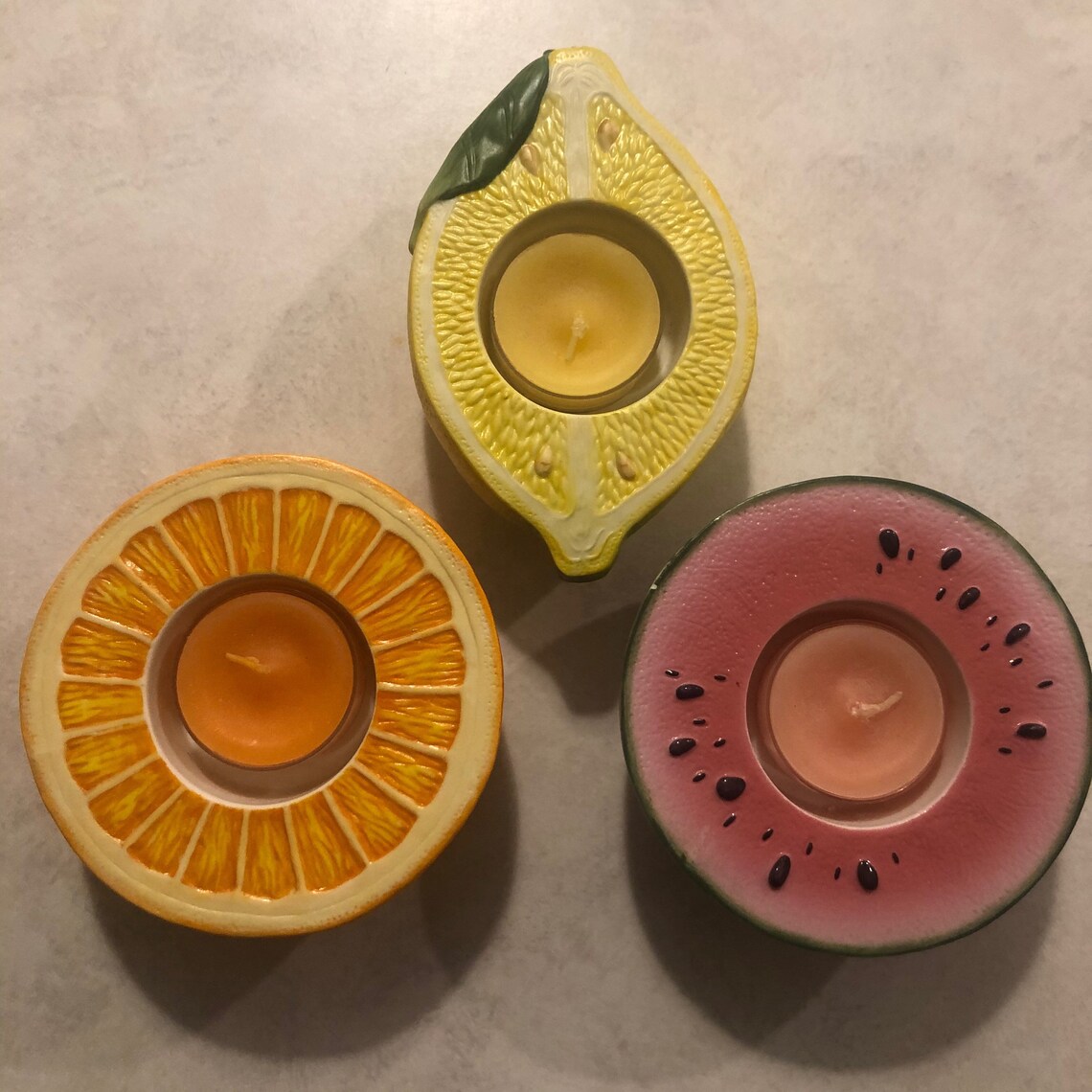 PARTYLITE Ceramic Summer Fruit Trio 3 Tea Light Candleholders - Etsy