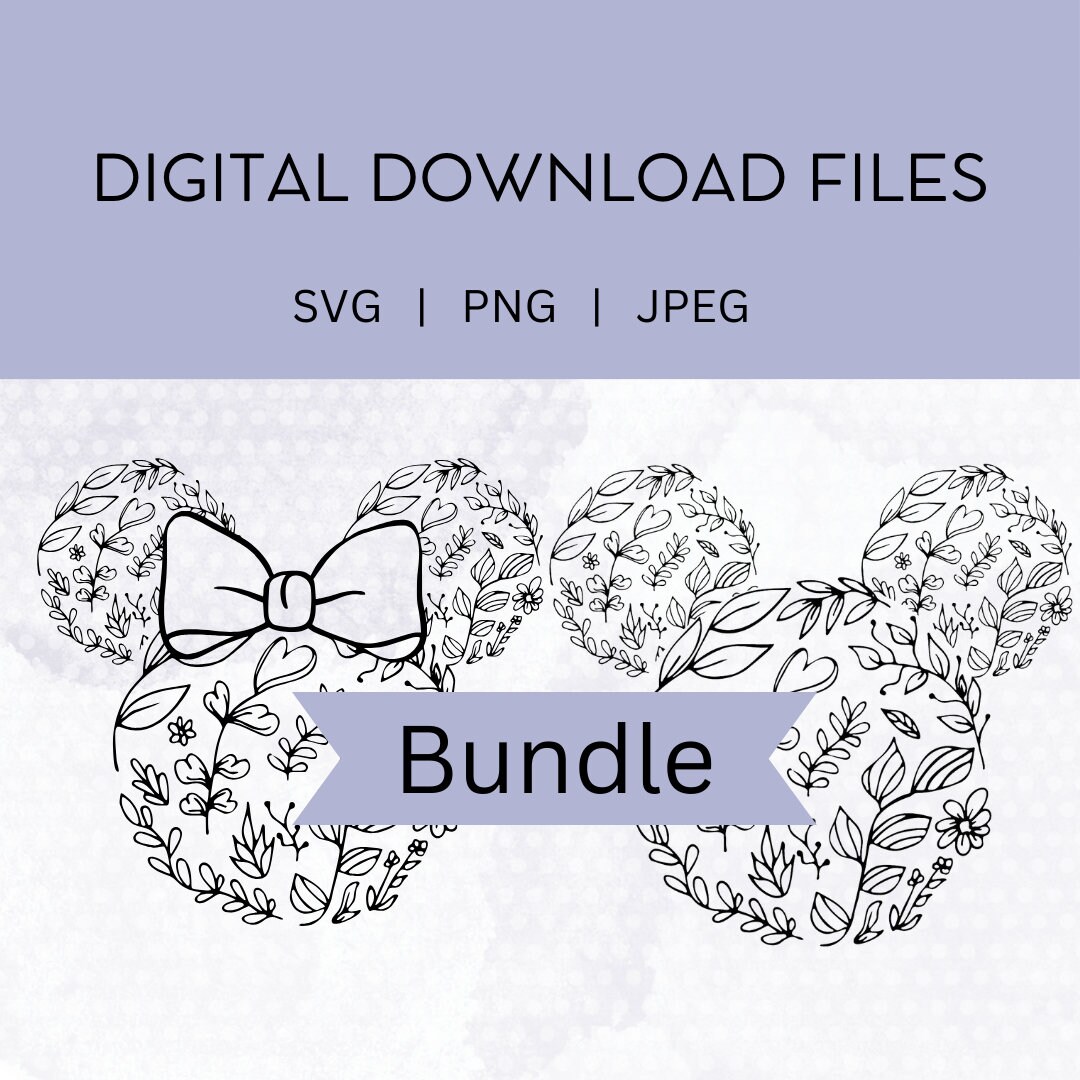 Mouse Head Floral Foliage Earth SVG PNG JPG Digital Download Vinyl Cut ...