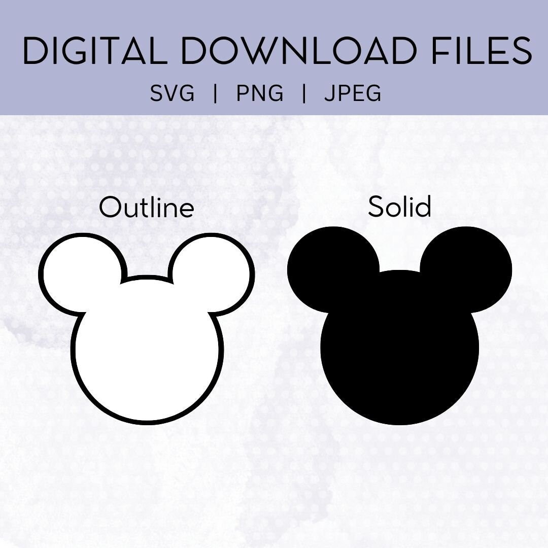 Mouse Head Digital File PNG JPEG SVG Outline and Filled - Etsy