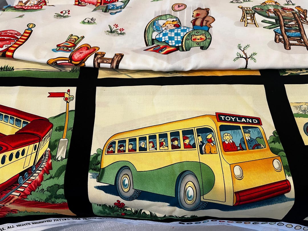 Michael Miller Children Themed Fabric Transportation/goldilocks(rare) 3 ...