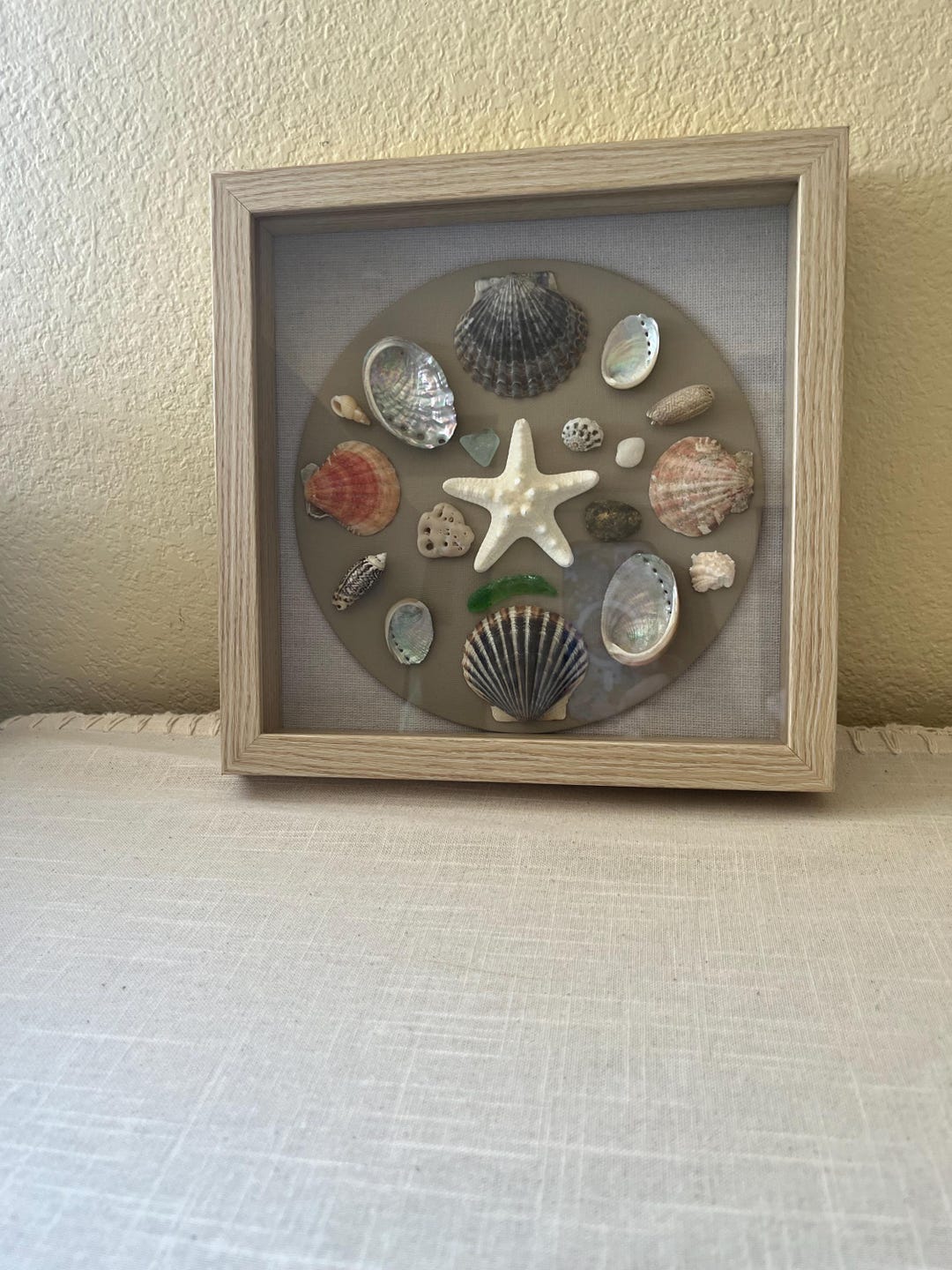 Shell Mosaic Shadow Box Hand Crafted USA Wall Art 9 X 9 Free Shipping ...