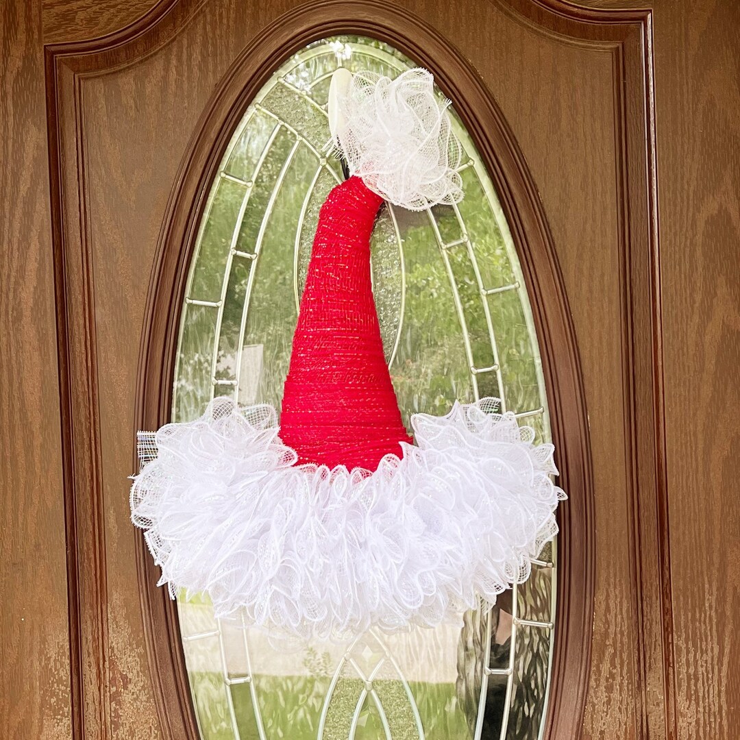 Christmas Wreath for Front Door, Christmas Santa Hat Decoration, Indoor ...