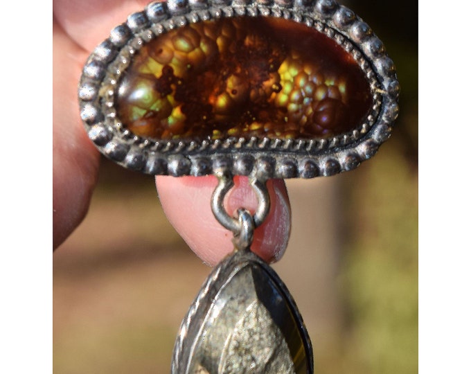 High Grade Fire Agate With Iron Pyrite, Unique, Hand Made, Sterling ...
