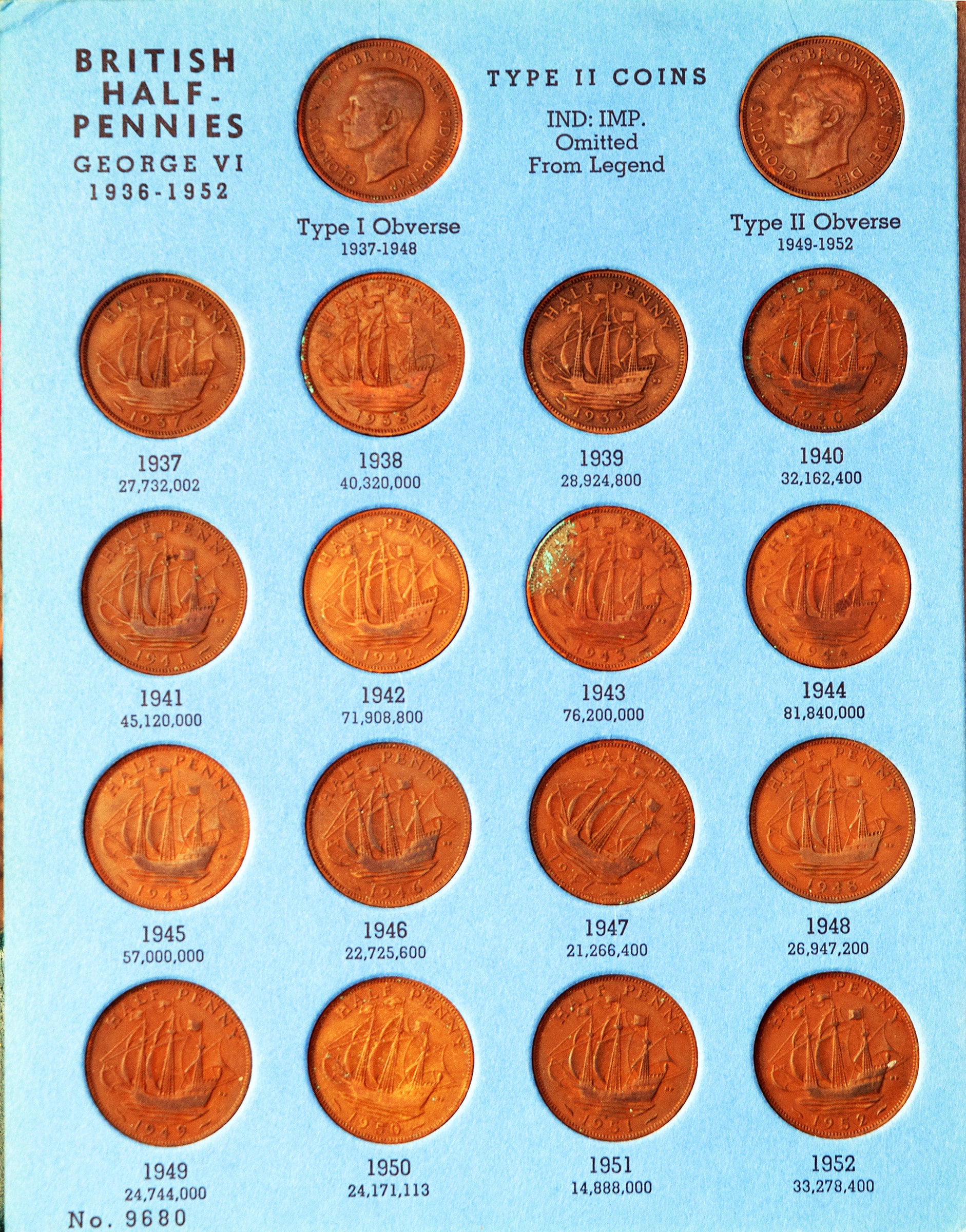 British Half Pennies - Complete Collection - 1937 - 1966 - Etsy