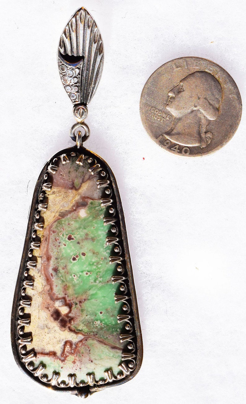 Unique Lucin Variscite Pendant , Handmade in Sterling Silver - Etsy