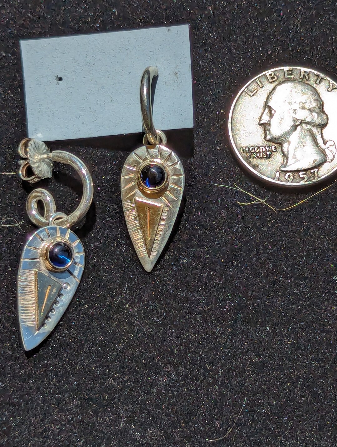 Lisa Mccormick Vintage Sapphire Earrings, 18k Gold Sterling Silver - Etsy