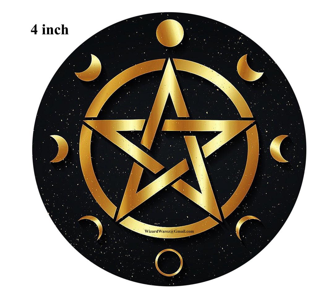 Colorful 4-inch Pentacle and Moon Phases Sticker by Mani Pureheart ...