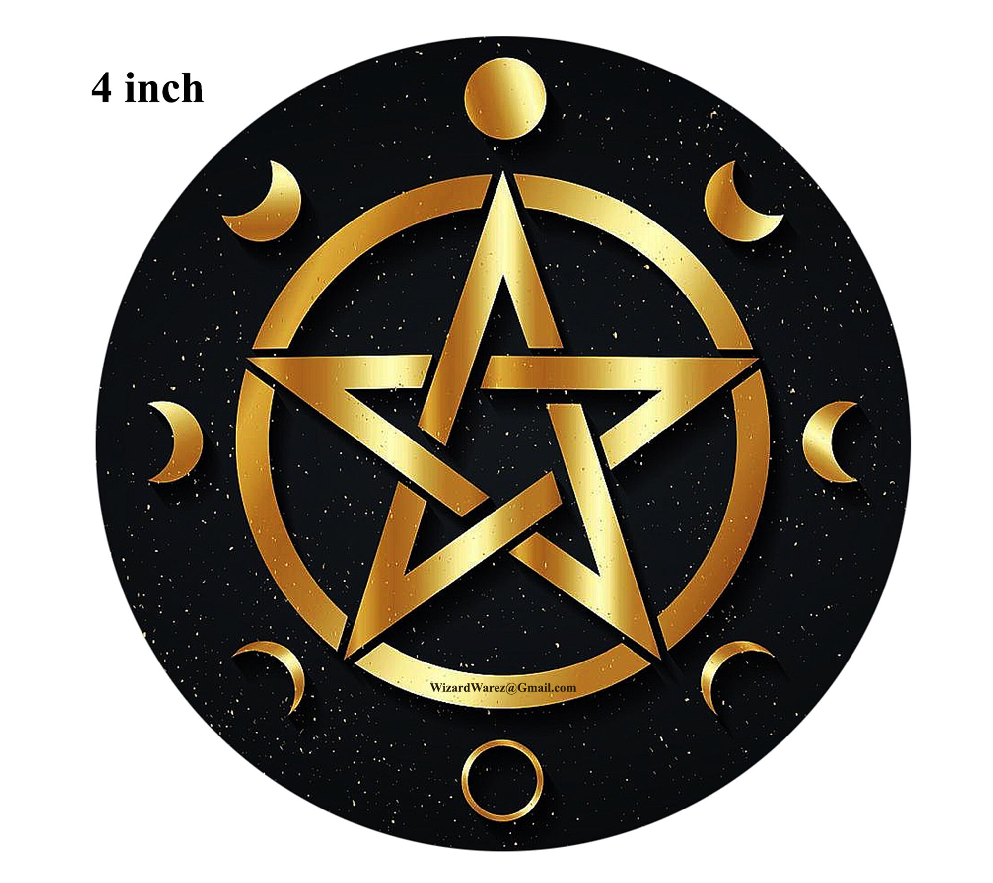 Colorful 4-inch Pentacle and Moon Phases Sticker by Mani Pureheart ...