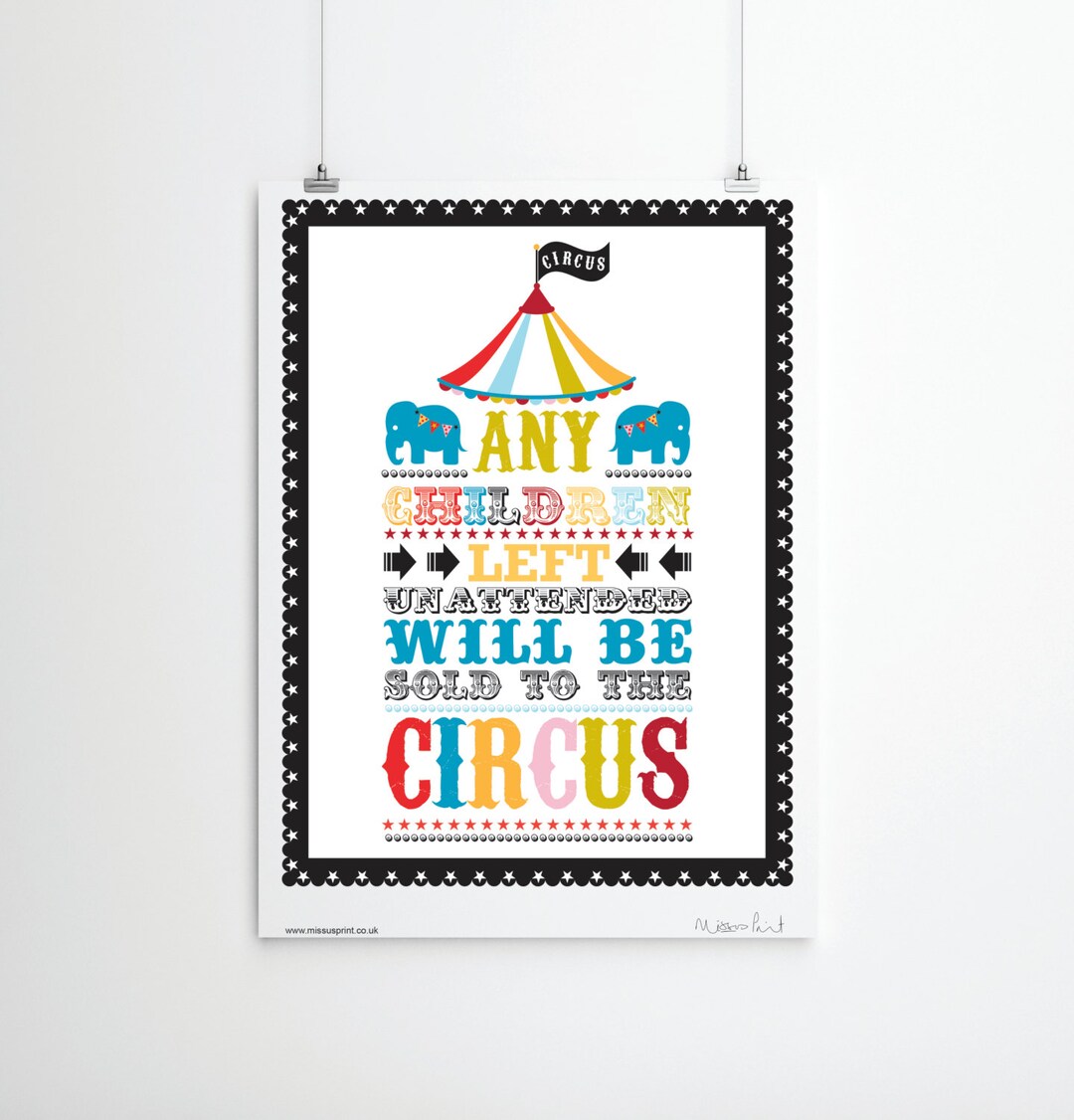 Circus Print, Circus Wall Art. Children's Fun Poster. Circus Theme Art ...
