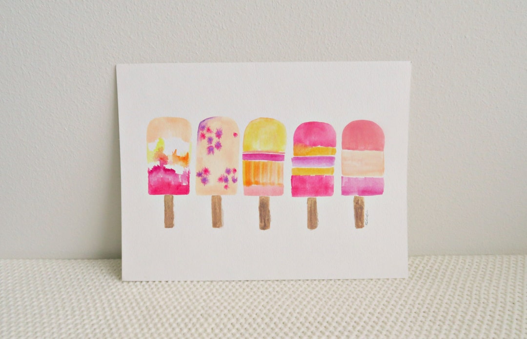 Popsicles Watercolor Painting - Etsy
