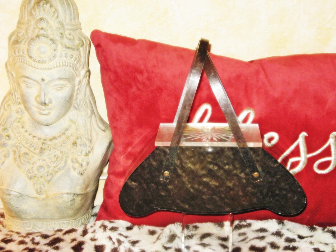 Vintage Rare Curved Grey Pearlized Lucite Purse With Strong Clear ...