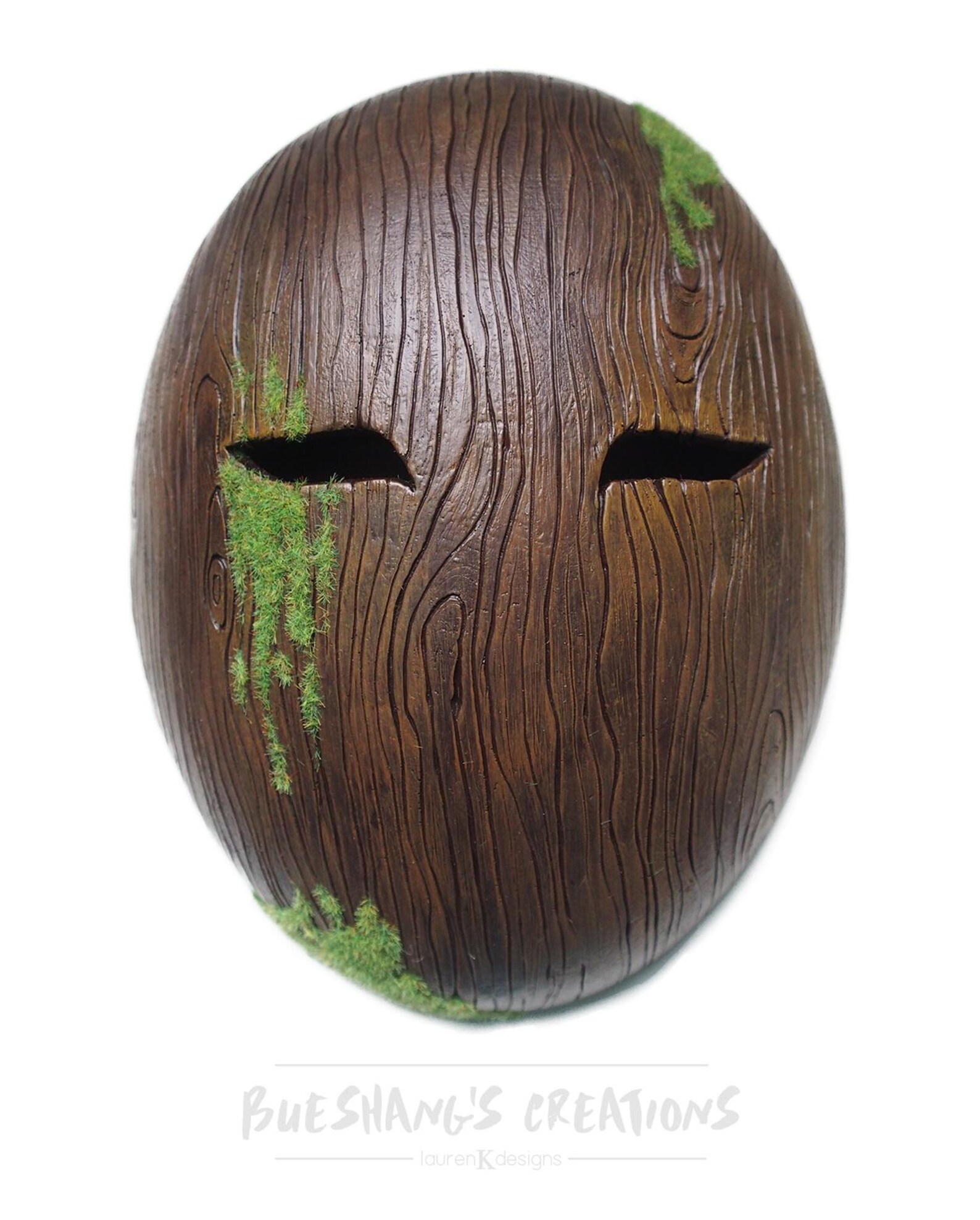 Wood Grain Mask With Moss - Etsy