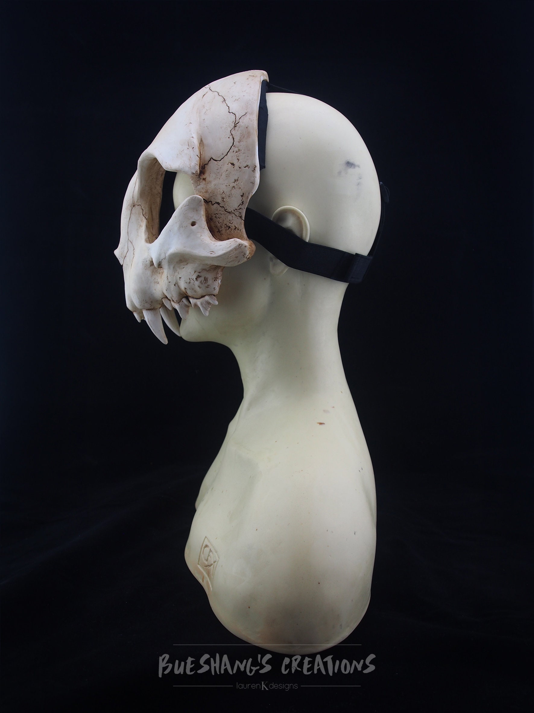 Cat Skull Mask Top Half Bone Painted | Etsy