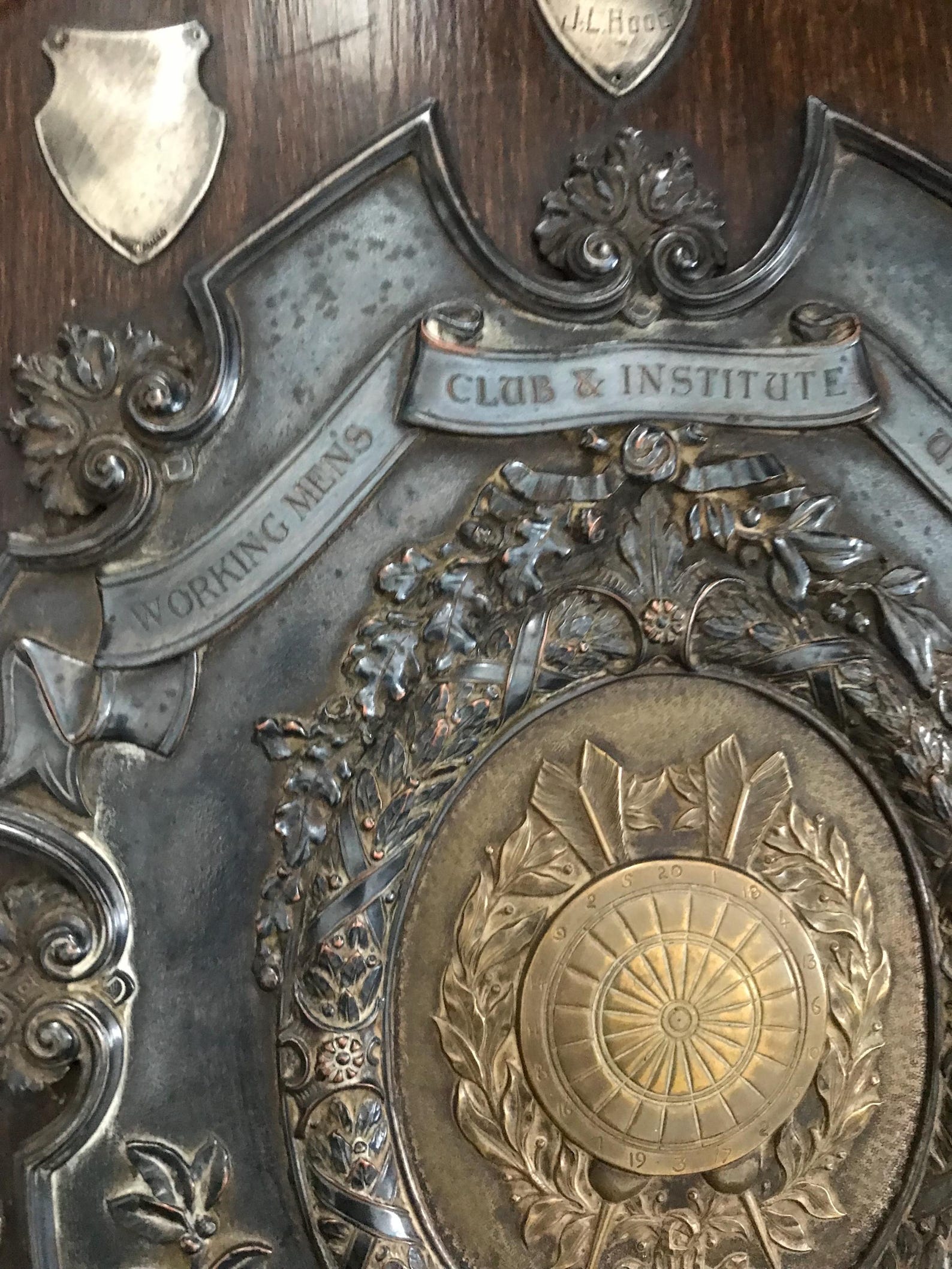 Antique English Silver Trophy Award Dart Trophy Shields Club League ...