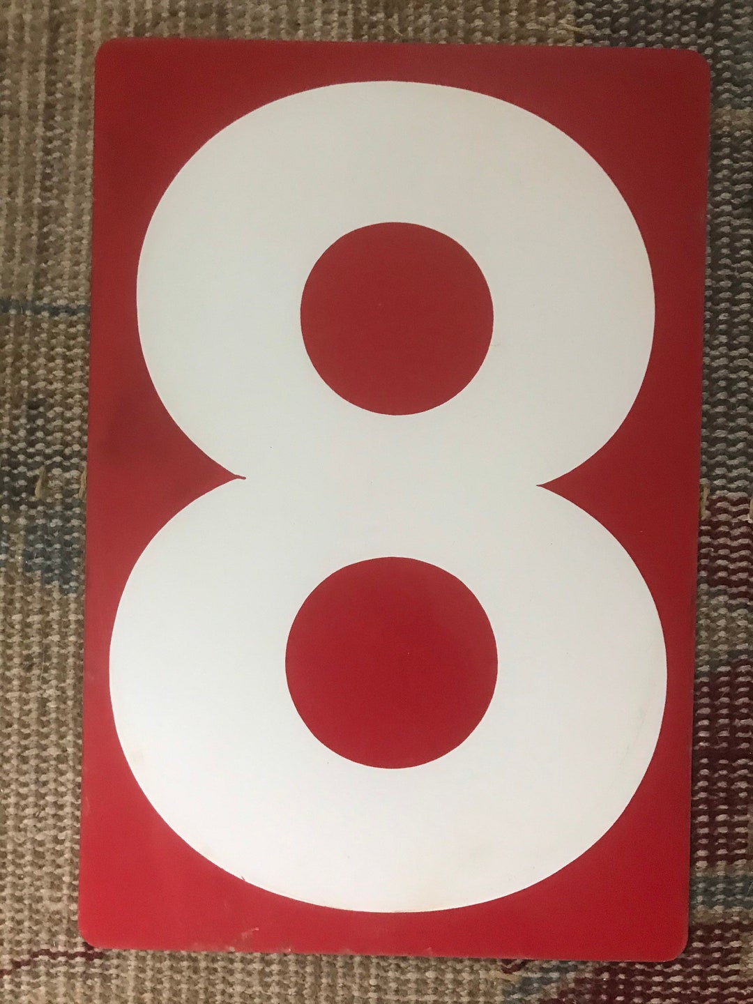 Vintage Gas Station Sign Number 8 OR 3 Sign Distressed Metal Rust Paint ...