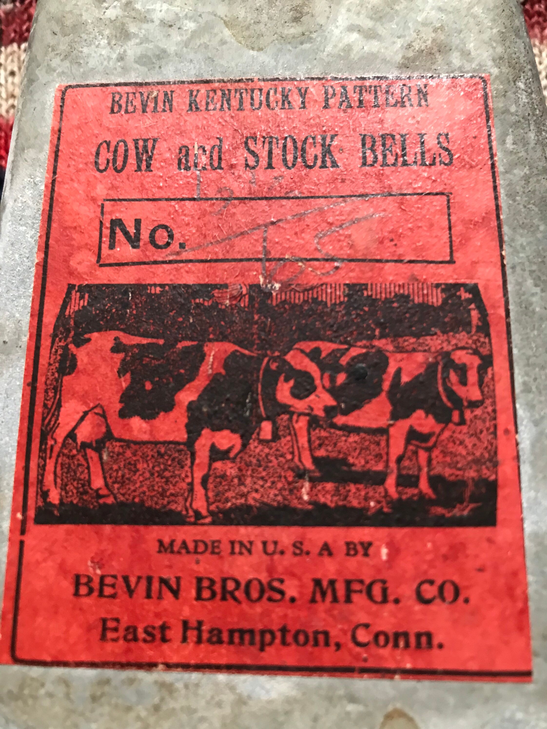 Antique Cow Bell Vintage Advertising Bell Bevin Bros Metal Red Label - Etsy