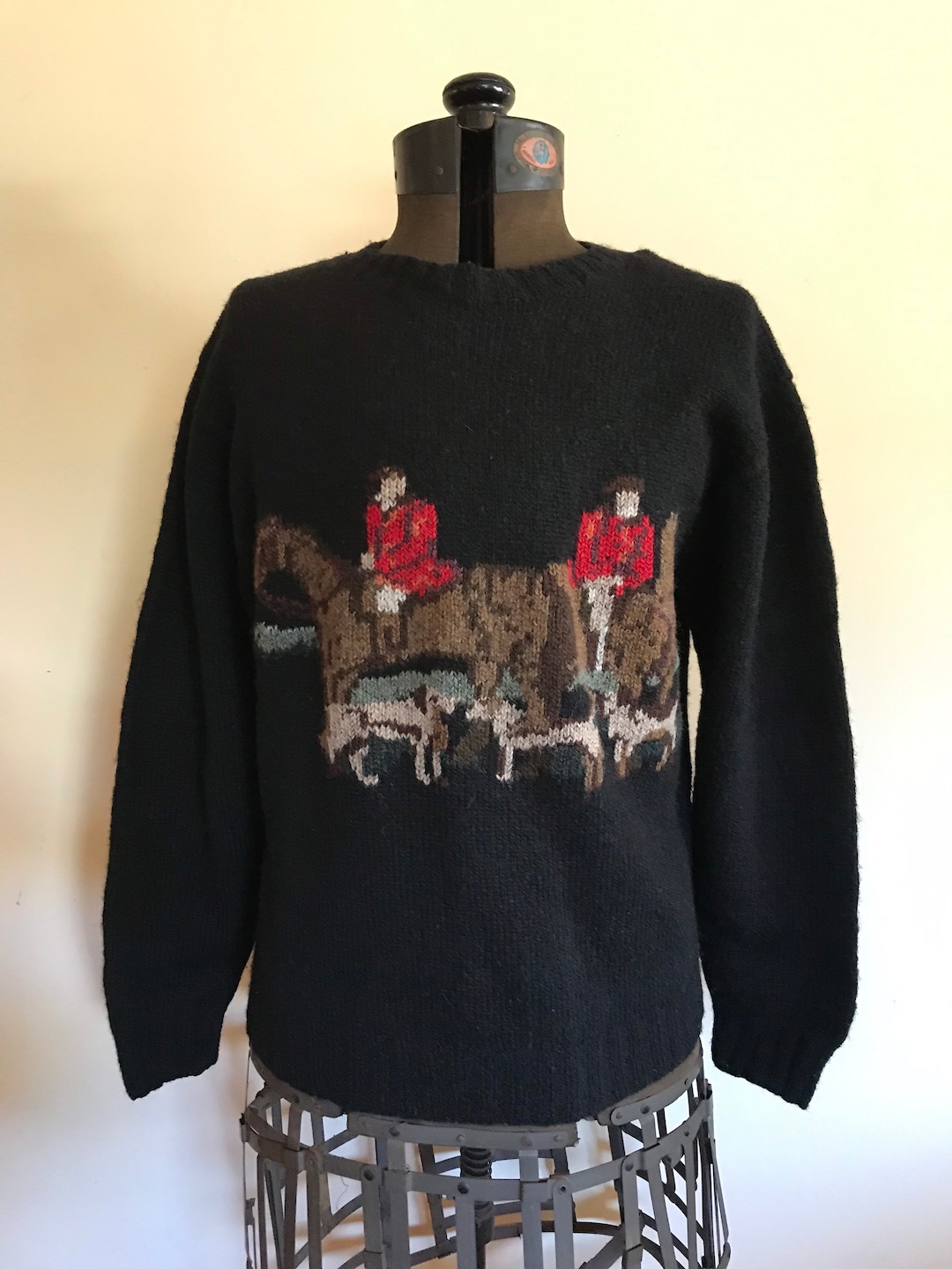 Vintage Ralph Lauren Horse Sweater Hand Knit Horse Equestrian Hunt ...