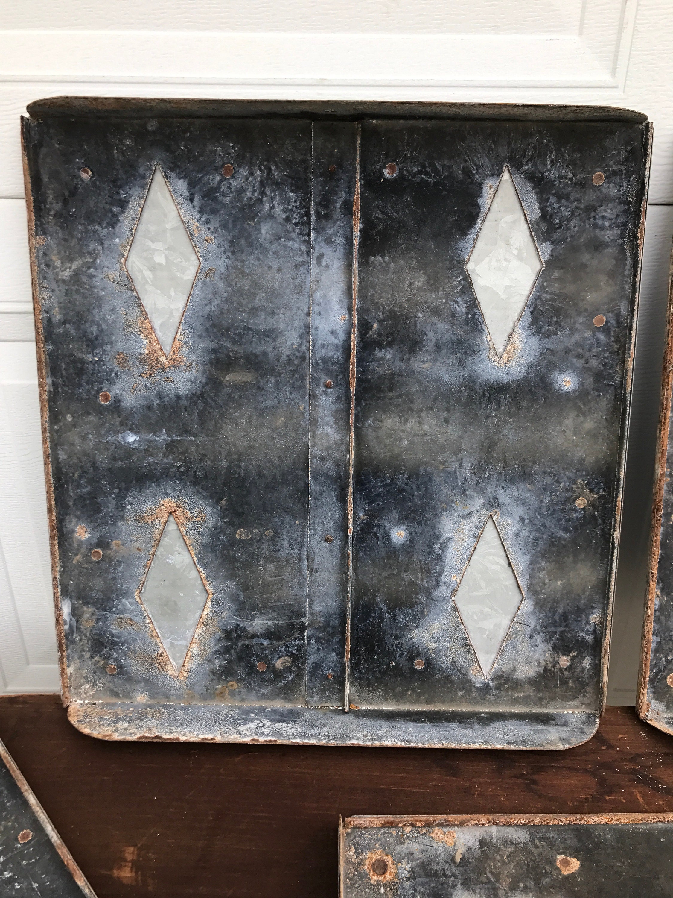 Antique Industrial Zinc Tray Metal Tray Rust Bin Storage Garden Tray ...