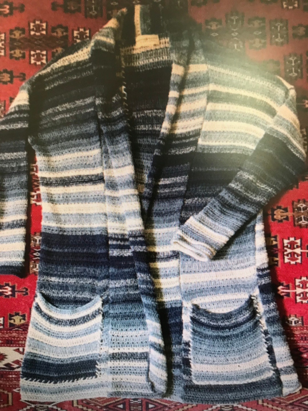 Ralph Lauren Hand Knit Cardigan Indian Blanket Sweater Coat Patchwork ...