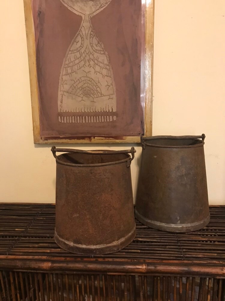 Antique Maple Syrup Buckets Industrial Metal Buckets Planter Garden ...