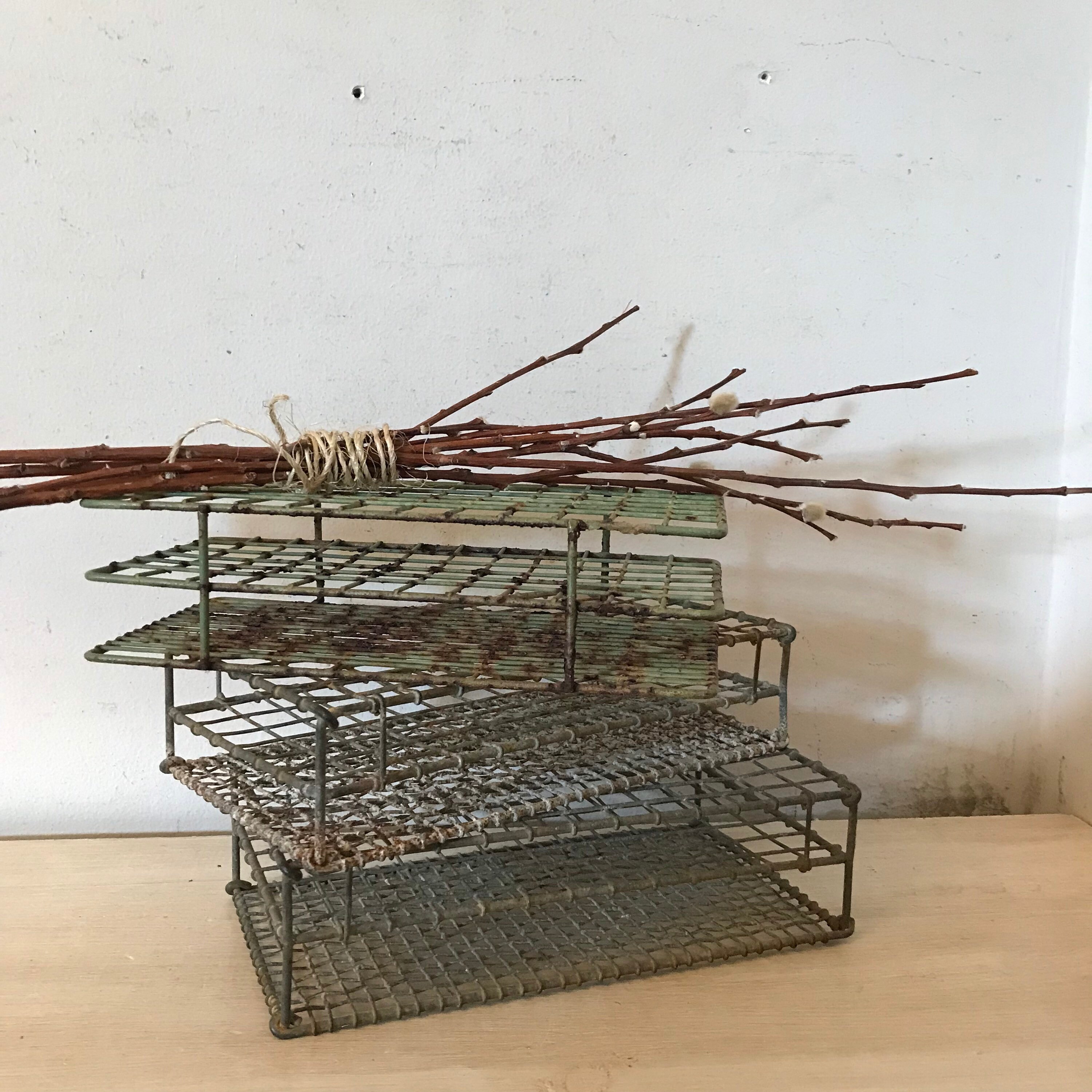 Antique Test Tube Rack Lab Rack Metal Scientific Wedding Garden Vase ...