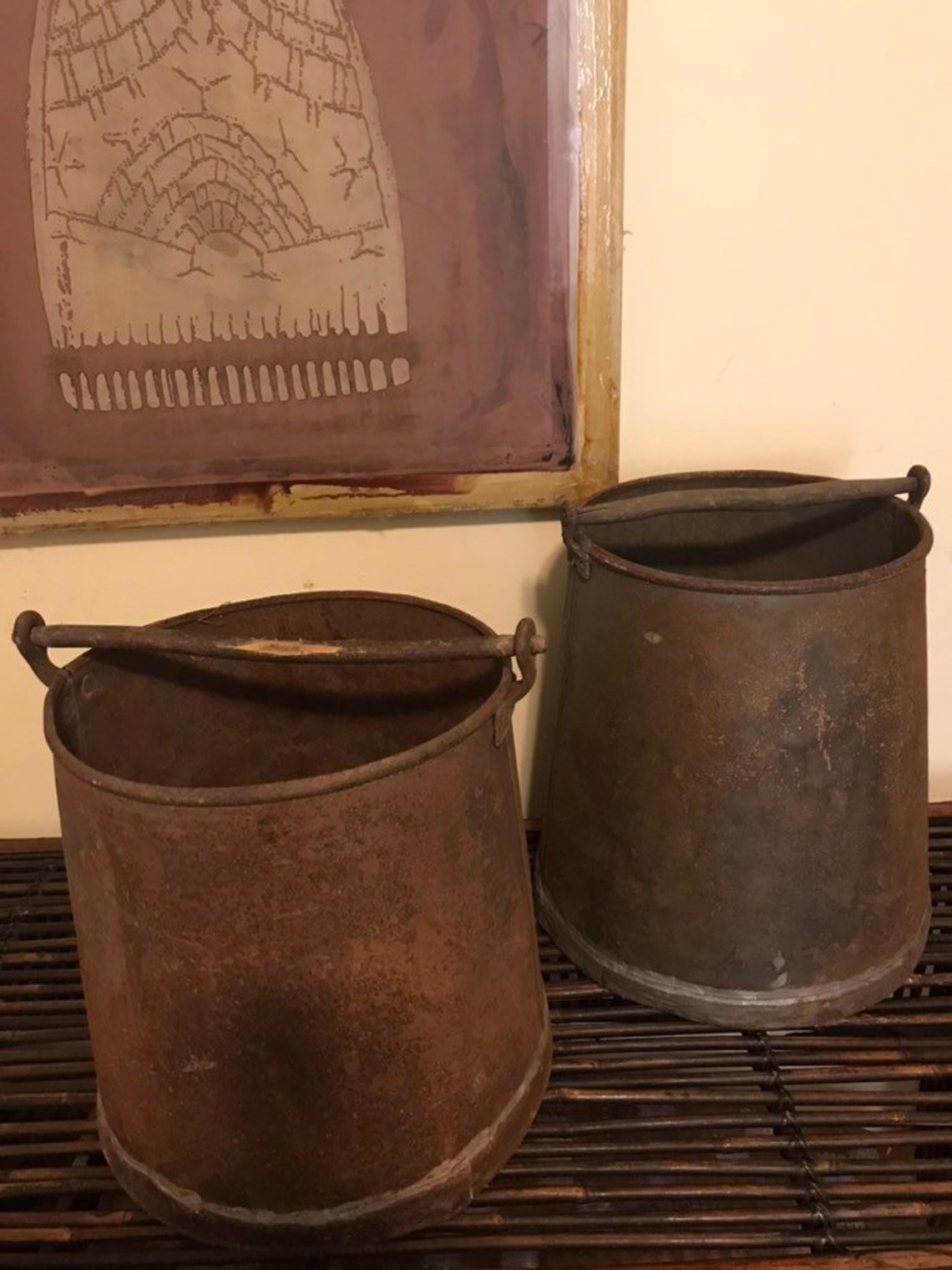 Antique Maple Syrup Buckets Industrial Metal Buckets Planter Garden ...