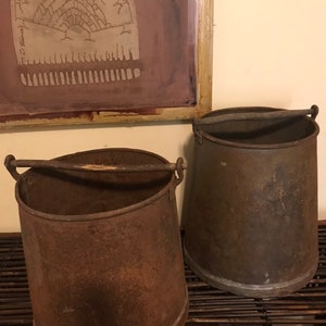 Antique Maple Syrup Buckets Industrial Metal Buckets Planter Garden ...