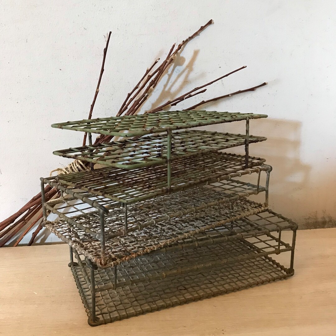Antique Test Tube Rack Lab Rack Metal Scientific Wedding Garden Vase ...